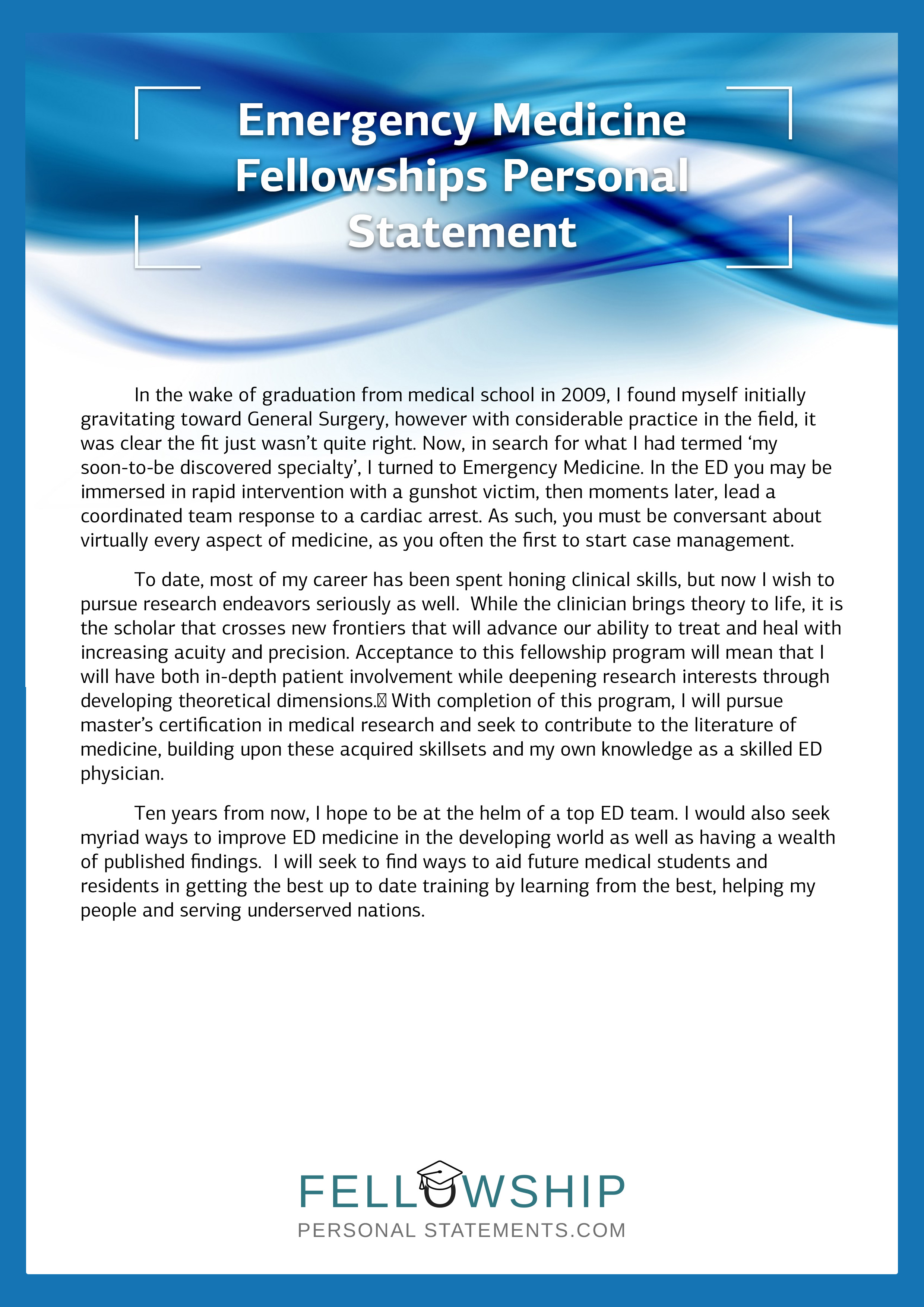 Find The Best Fellowship Personal Statement Sample Here