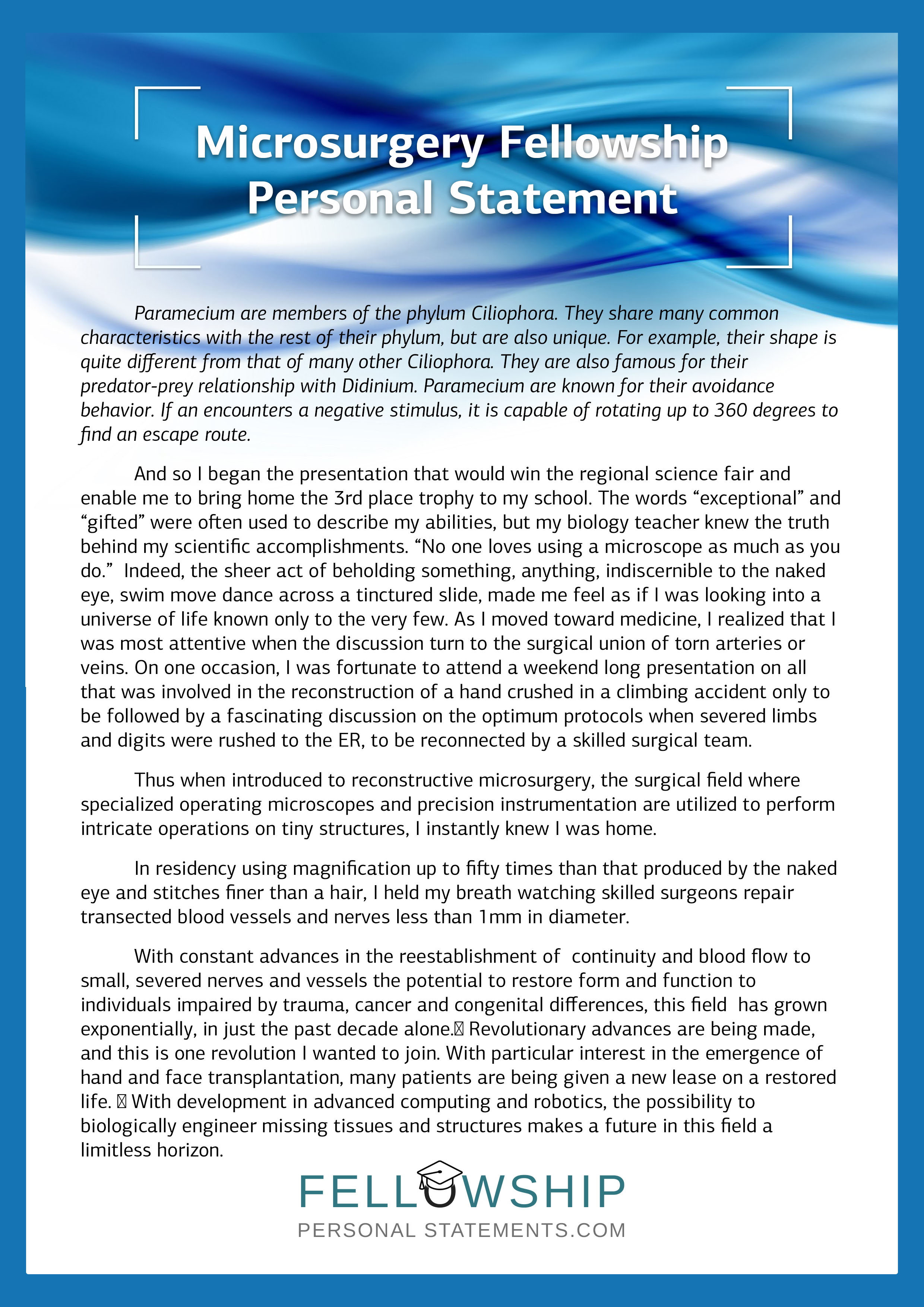 Find The Best Fellowship Personal Statement Sample Here