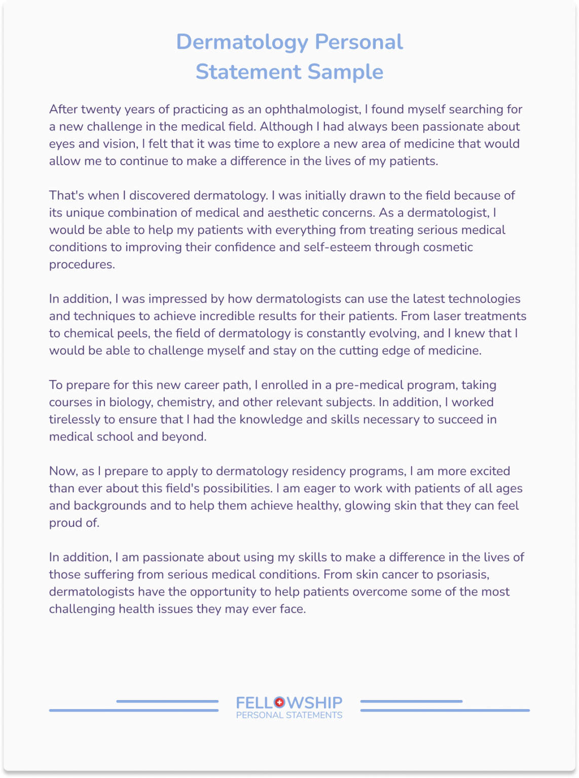 Writing a Dermatology Fellowship Personal Statement With Us