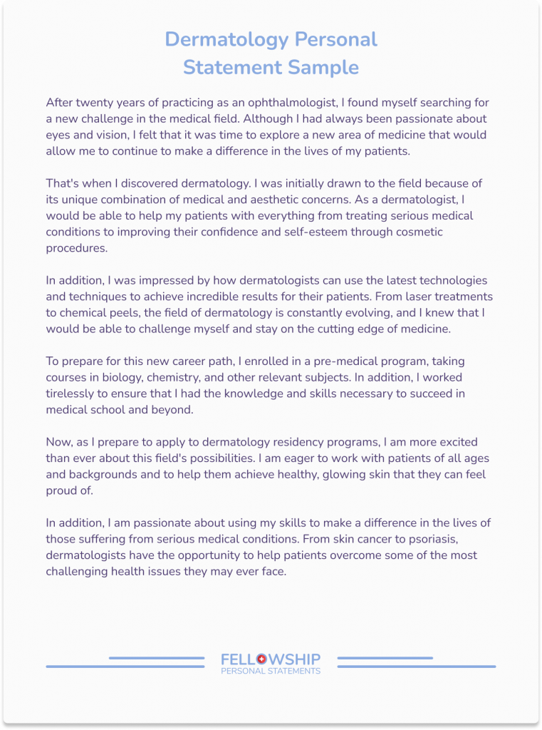 Writing a Dermatology Fellowship Personal Statement With Us