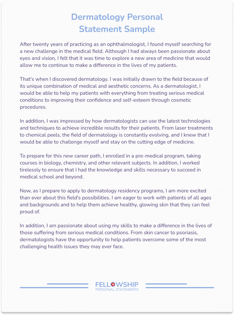 Writing a Dermatology Fellowship Personal Statement With Us