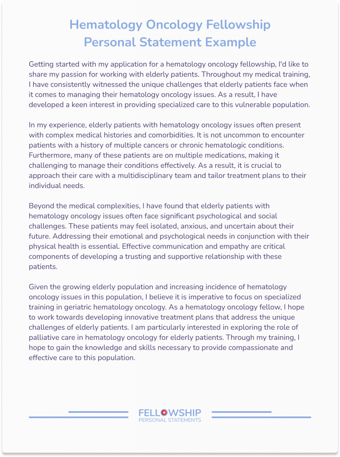 Oncology Fellowship Personal Statement | Expert Writing Help